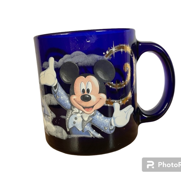Disney | Kitchen | Vintage Cobalt Blue Glass Mug Walt Disney World ...